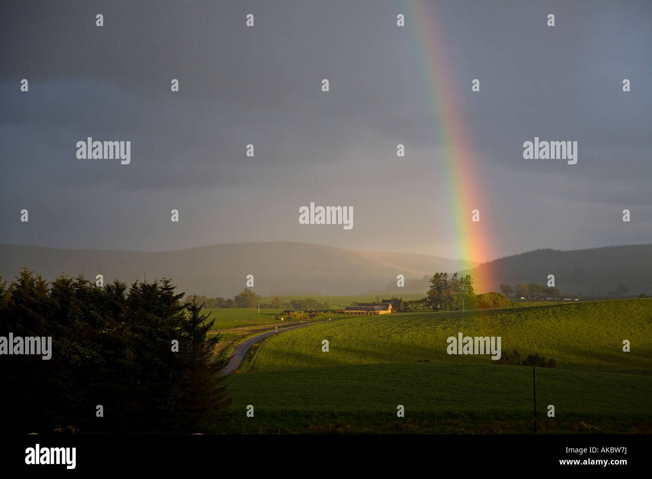 Evening rainbow at Knockando, Scotland Stock Photo - Alamy