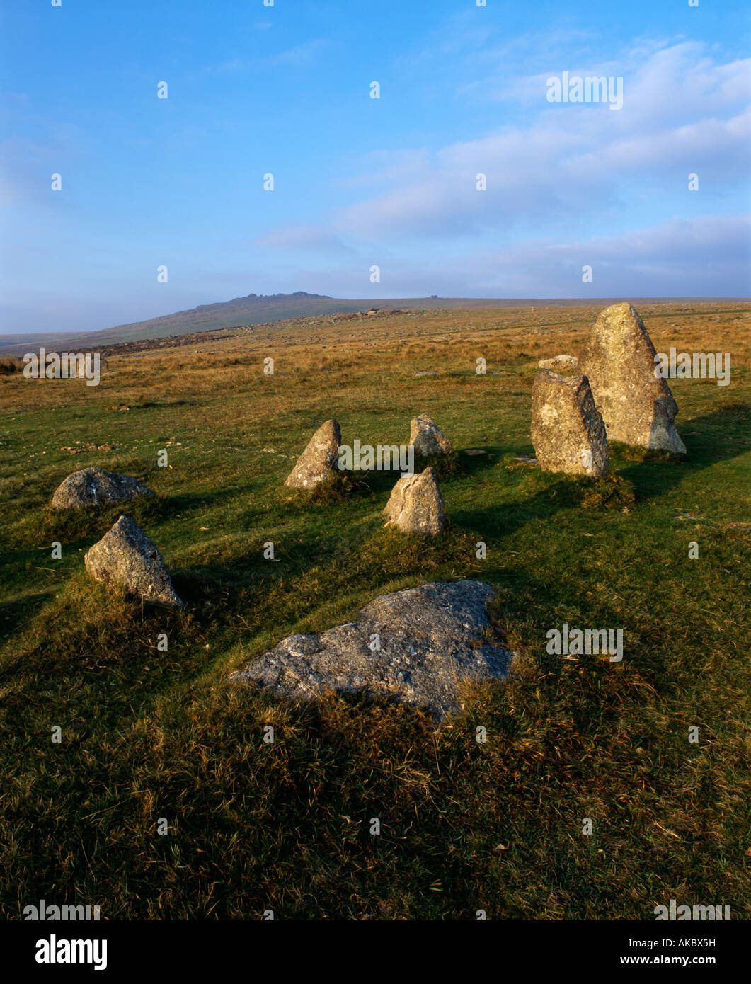 Merrivale Stone Rows on Dartmoor with Great Mis Tor on the horizon ...