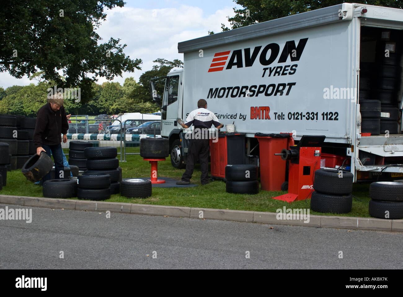 Avon Tyre Transporter Truck and Mechanic at Oulton Park Motor Racing ...