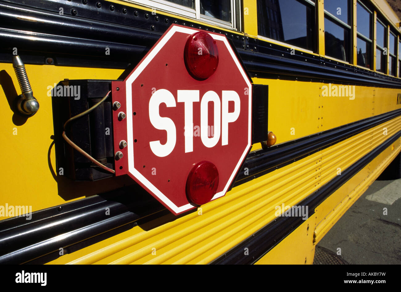 Yellow public school bus Stock Photo - Alamy