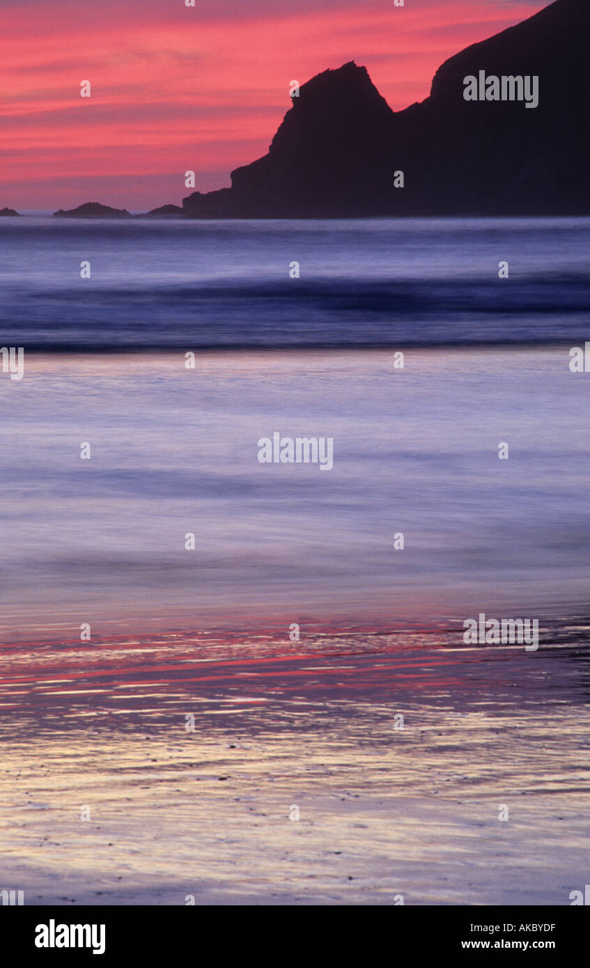 Sunset at Short Sands Beach, Oswald West State Park, Oregon, USA Stock ...