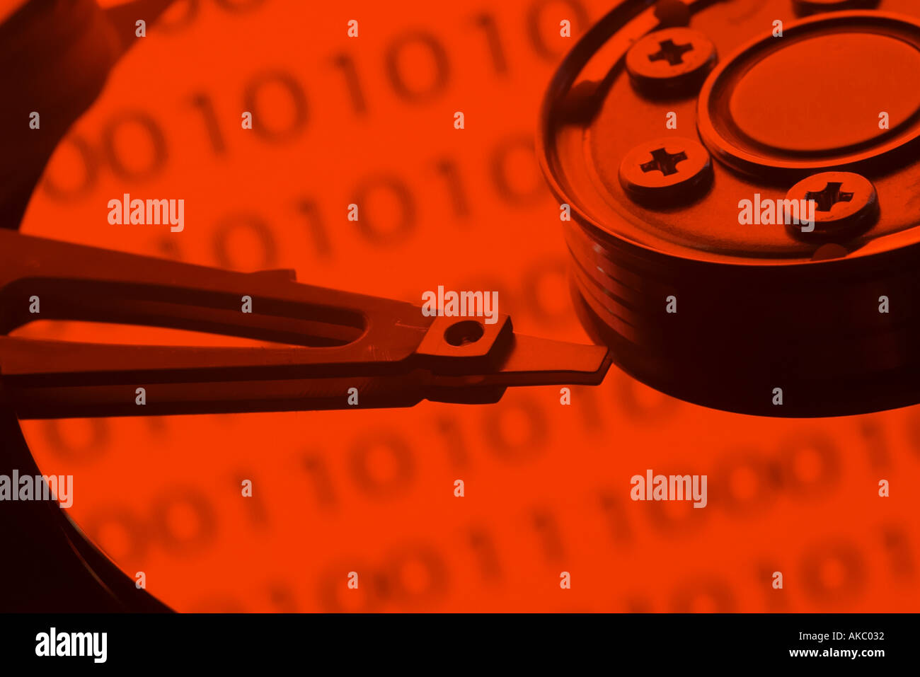 Hard disk platter Red with binary Stock Photo - Alamy