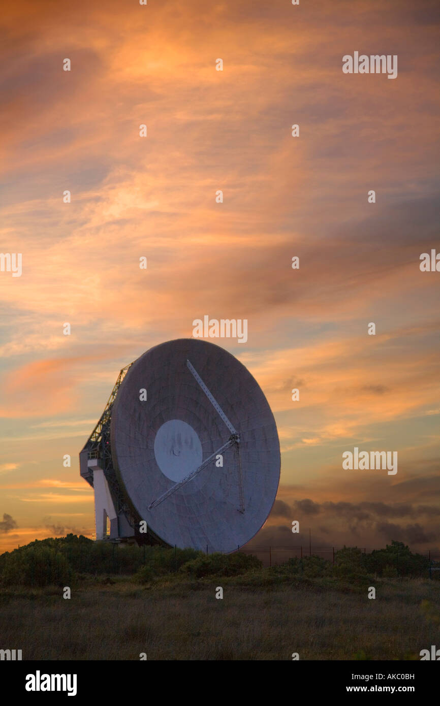 satellite dish Arthur at Goonhilly earth station sunset cornwall Stock ...