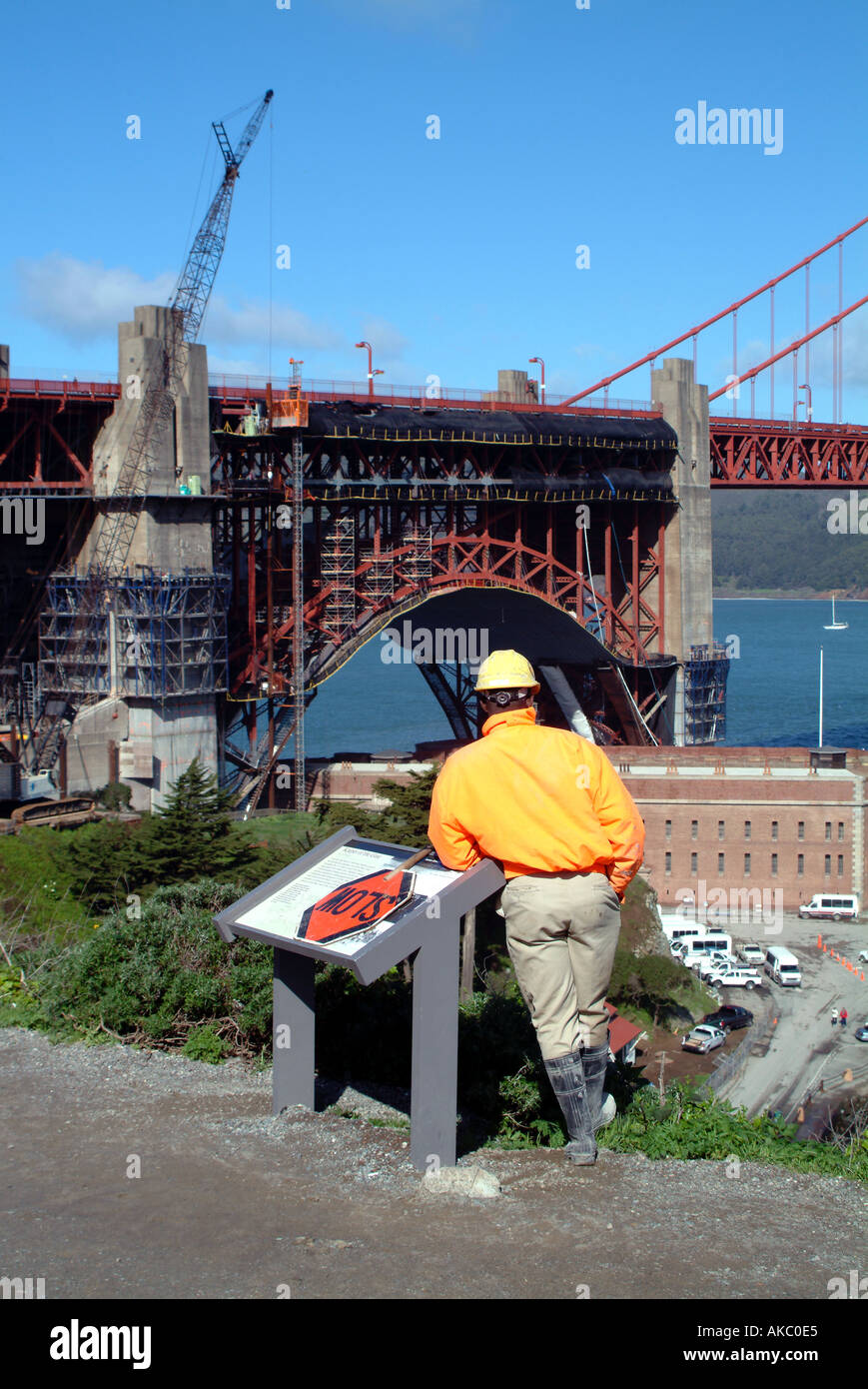 Construction worker on duty at the Golden Gate Bridge Stock Photo - Alamy