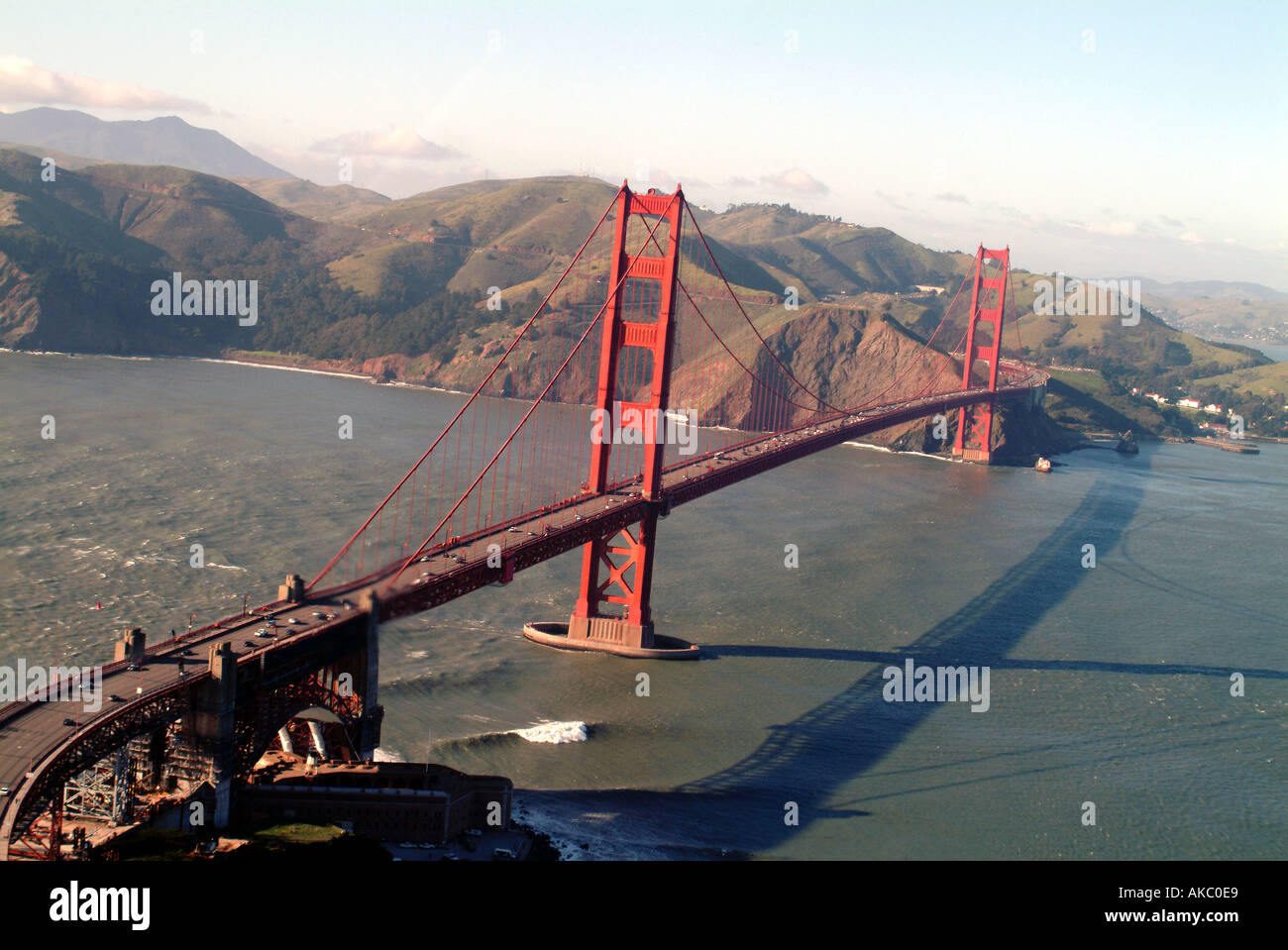 Aerial View of The famous Golden Gate Suspension Bridge San Francisco ...
