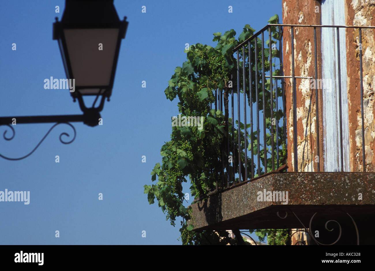 Terrace of a typical house at Roussillon Provence France Stock Photo ...