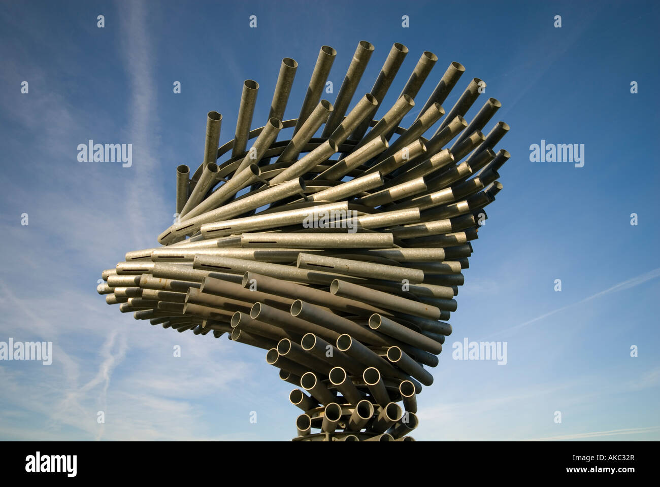 The Singing Ringing Tree, a sculpture near Burnley, Lancashire, UK. One ...
