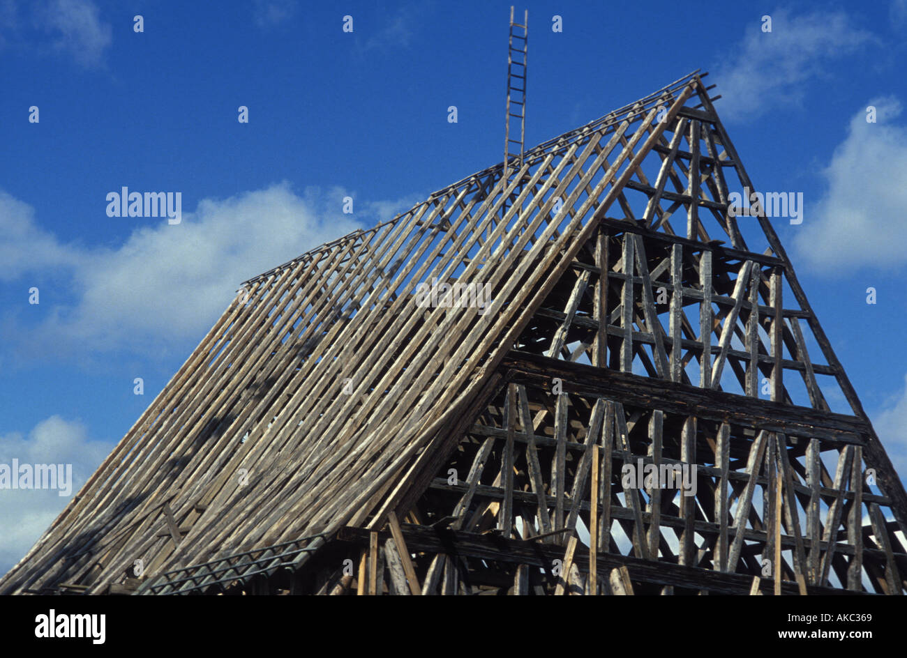 Renovation of a wooden structure framework Stock Photo - Alamy