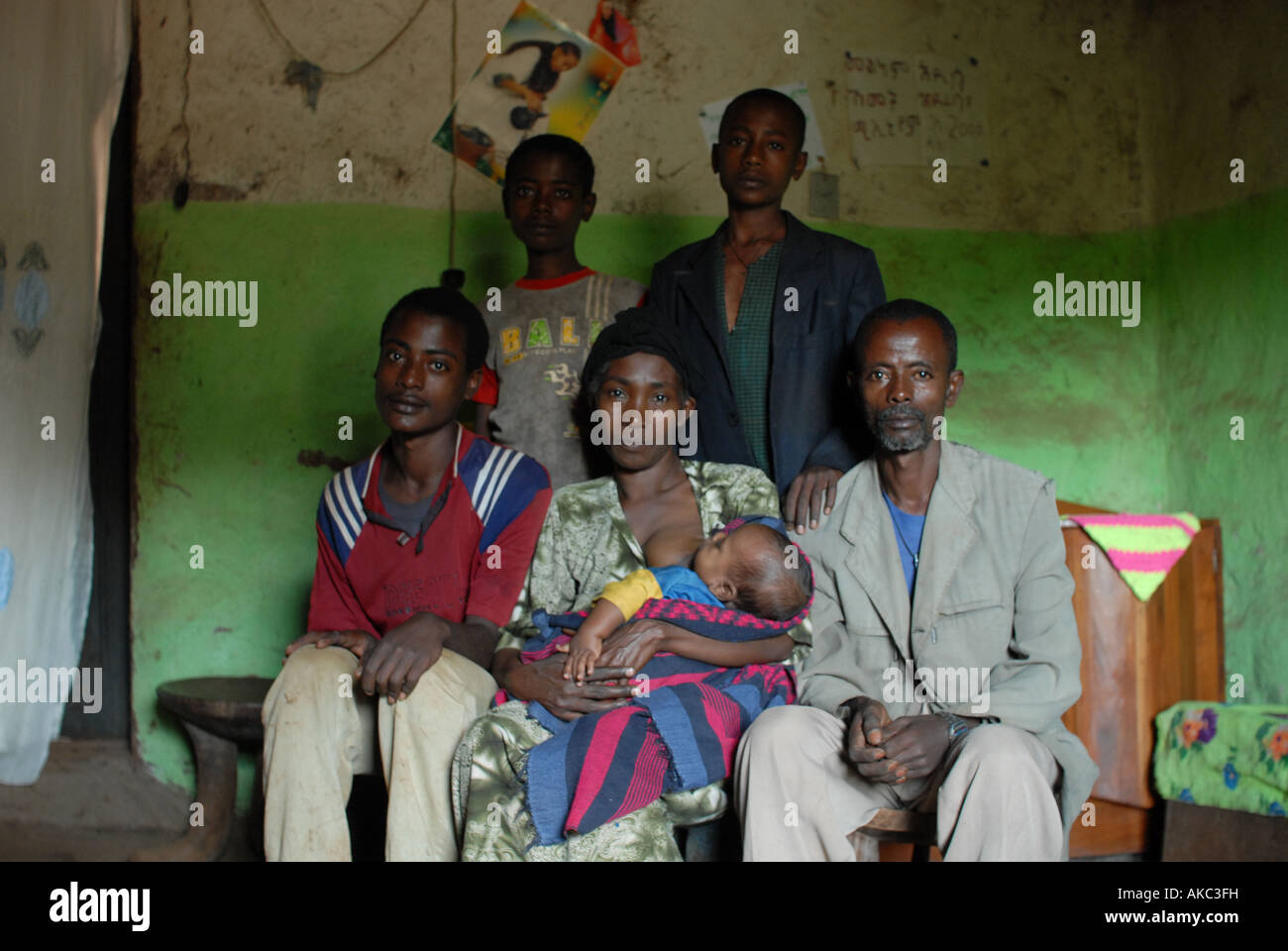 Ethiopian Mulugeta Ababa and his family in their . Mulugeta is a coffee ...