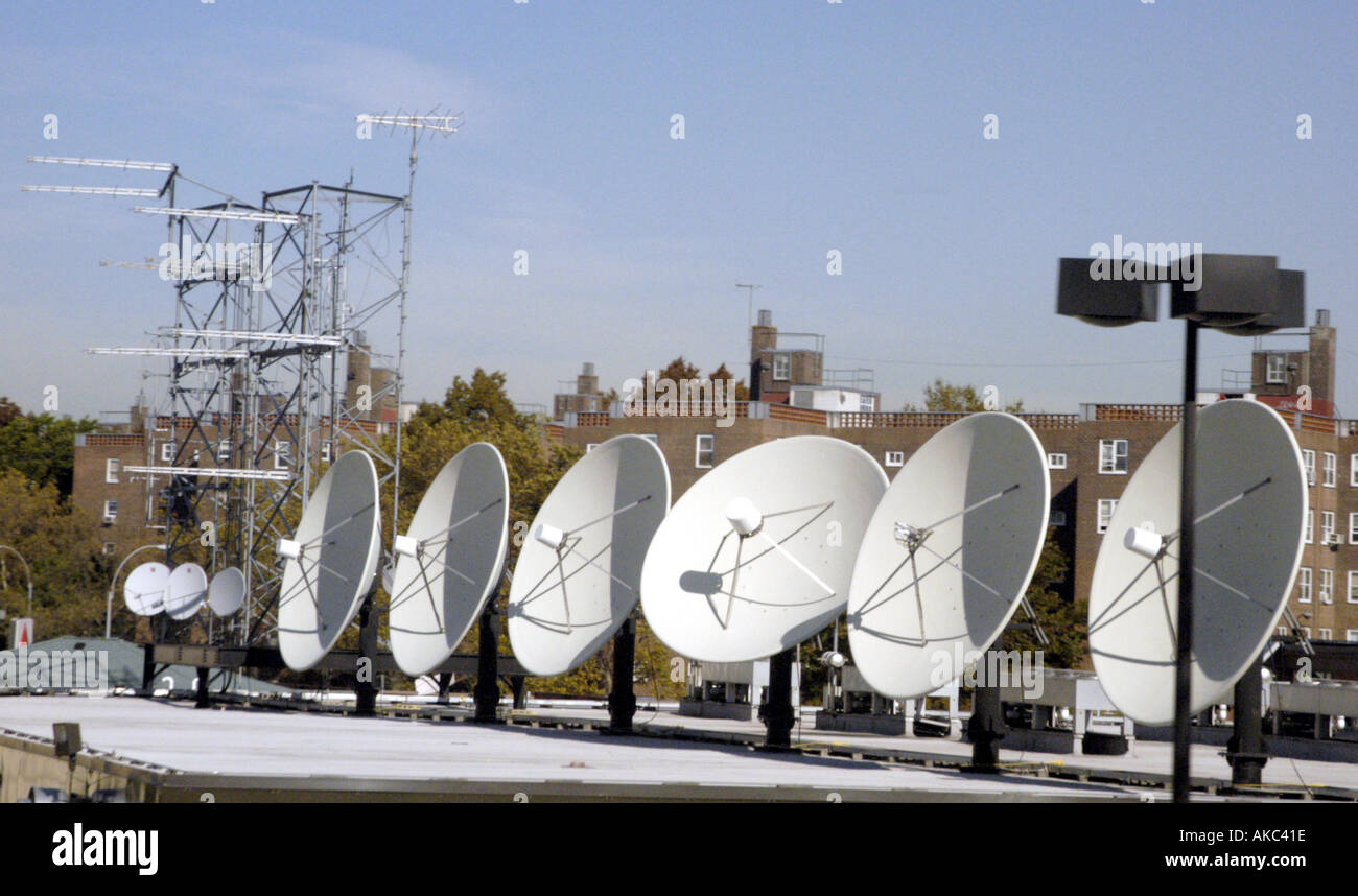 Roof mounted sattelite dishes Stock Photo - Alamy