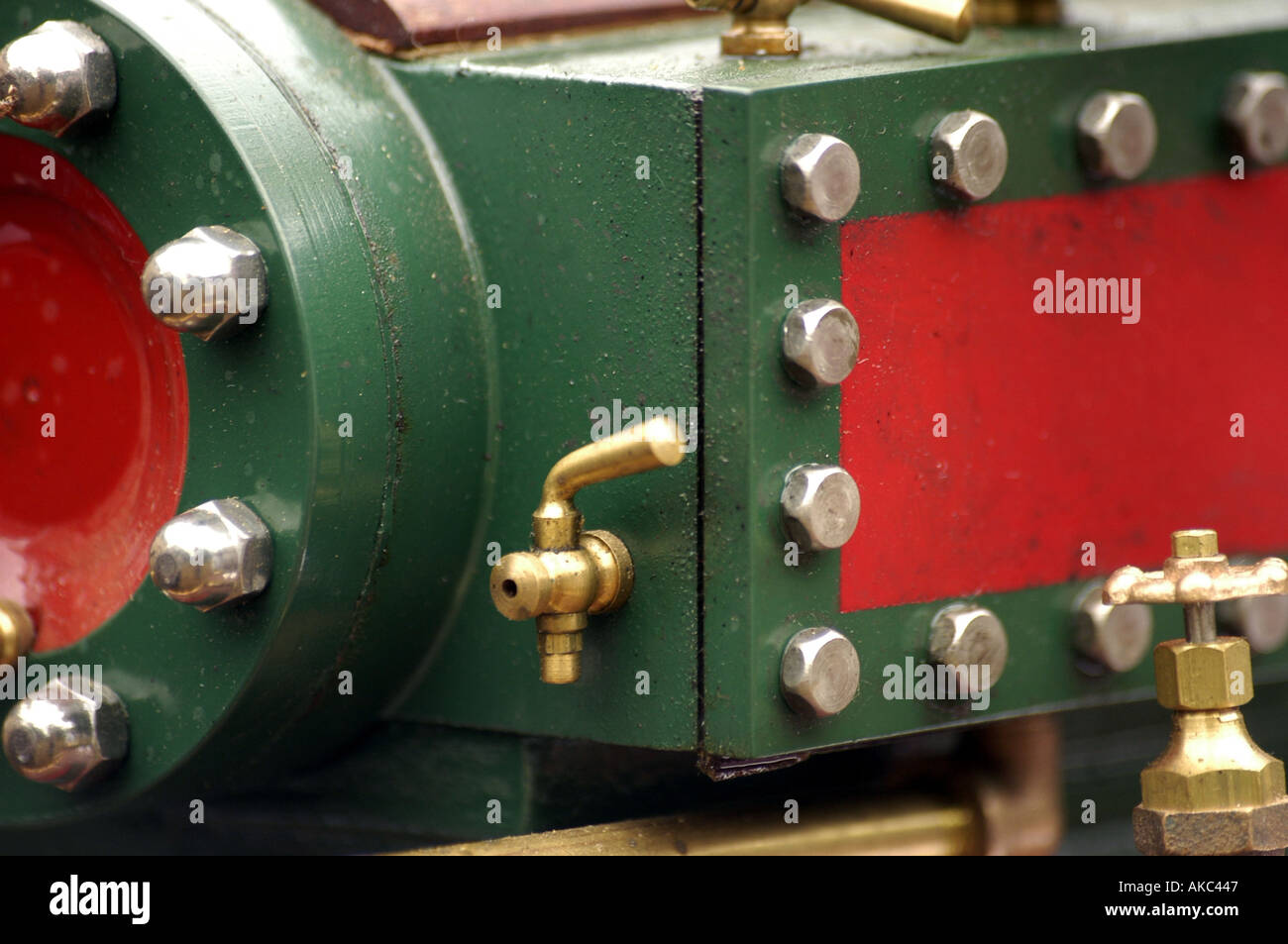 Colorful steam engine closeup with brass valve Stock Photo - Alamy