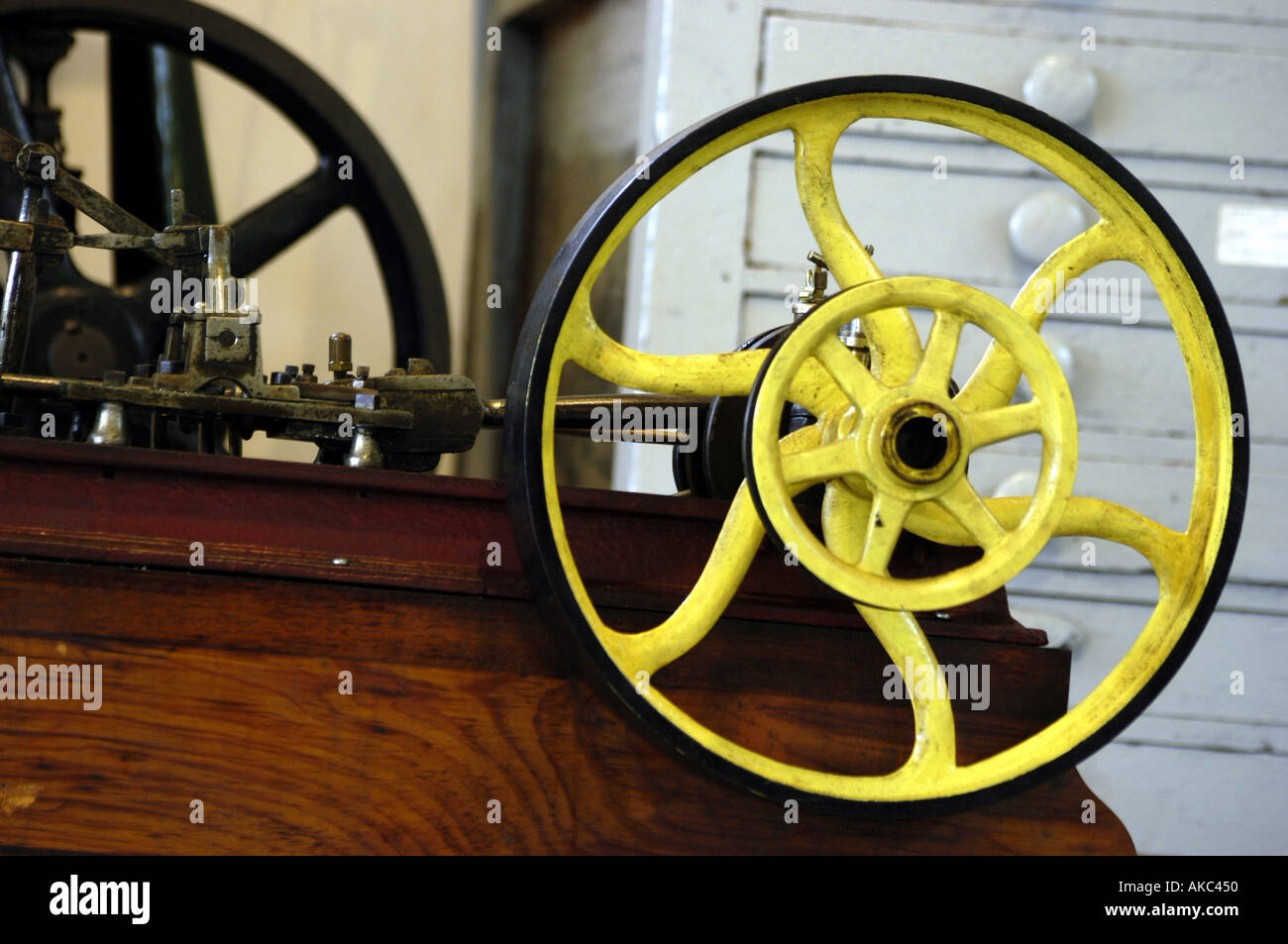 Steam engine fly wheel Stock Photo - Alamy