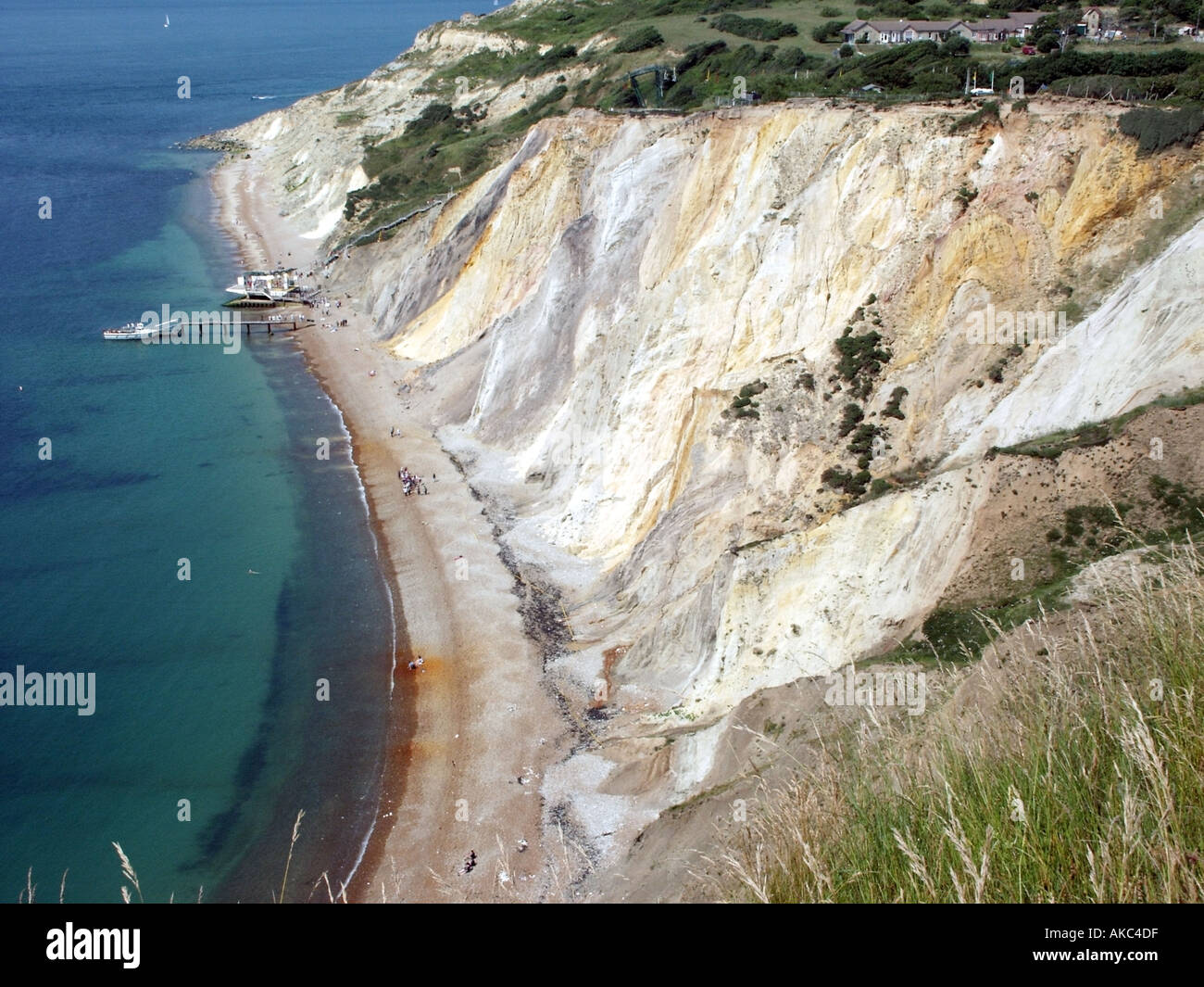 Isle of Wight views of multi coloured sandy cliffs of Alum Bay Stock ...