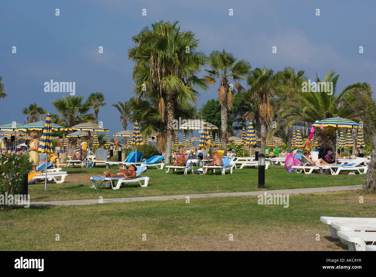 Cypria bay hotel gardens Stock Photo - Alamy