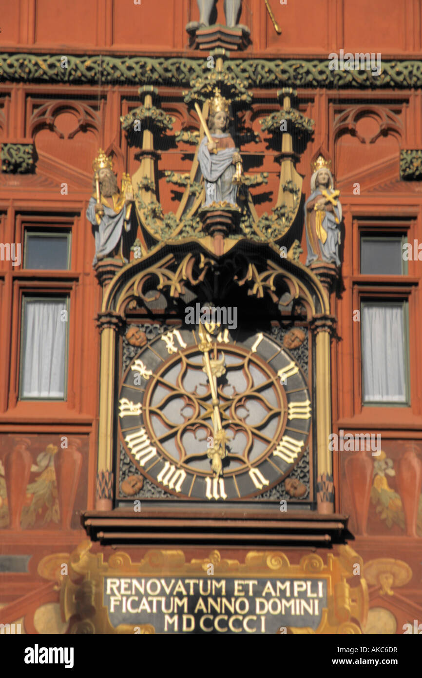 Switzerland Basel Town Hall clock Stock Photo - Alamy