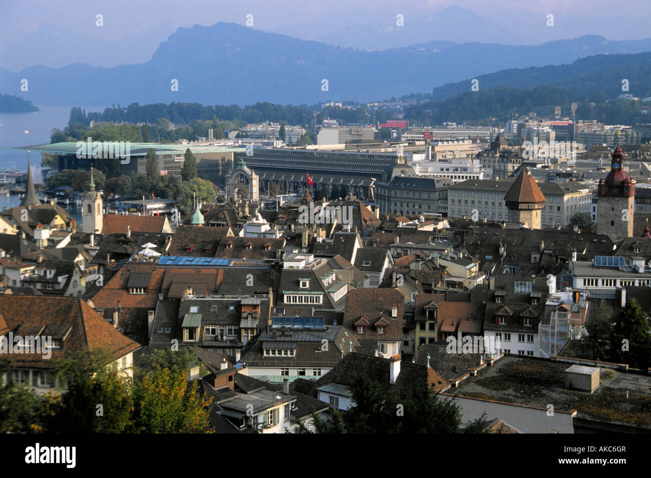 Switzerland Luzern general panoramic aerial view Stock Photo - Alamy