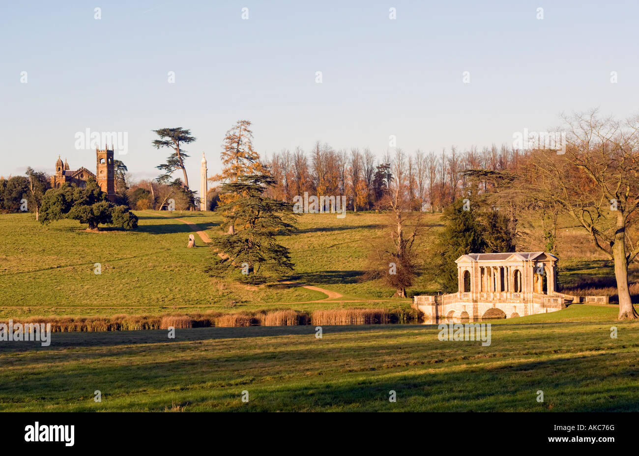 Gothic Temple, Cobham Monument and Palladian Bridge, Stowe Landscape ...