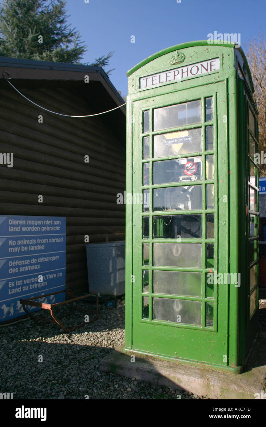 Green telephone box in Ardfern Marina Scotland Stock Photo - Alamy