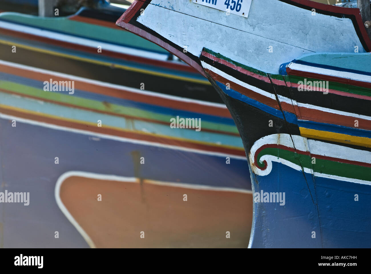 Colorful pattern of a traditional fishing boats in Kelantan, Malaysia ...