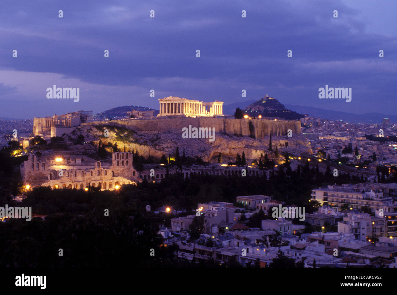 Acropolis of athens nightfall hi-res stock photography and images - Alamy