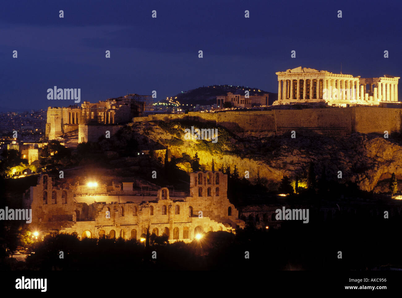 Acropolis of athens nightfall hi-res stock photography and images - Alamy