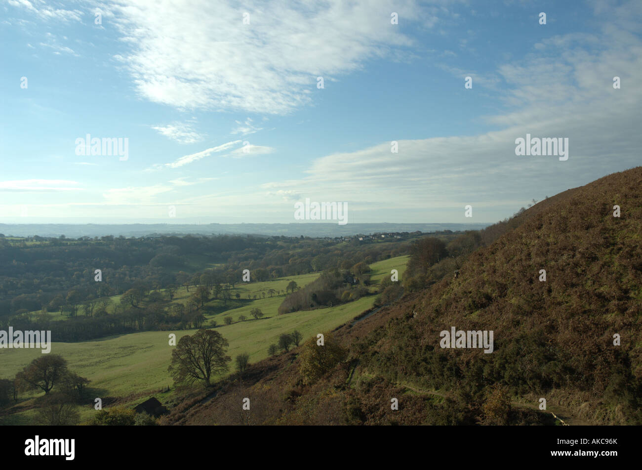 View from the side of Garth Mountain looking towards Pentyrch Village ...