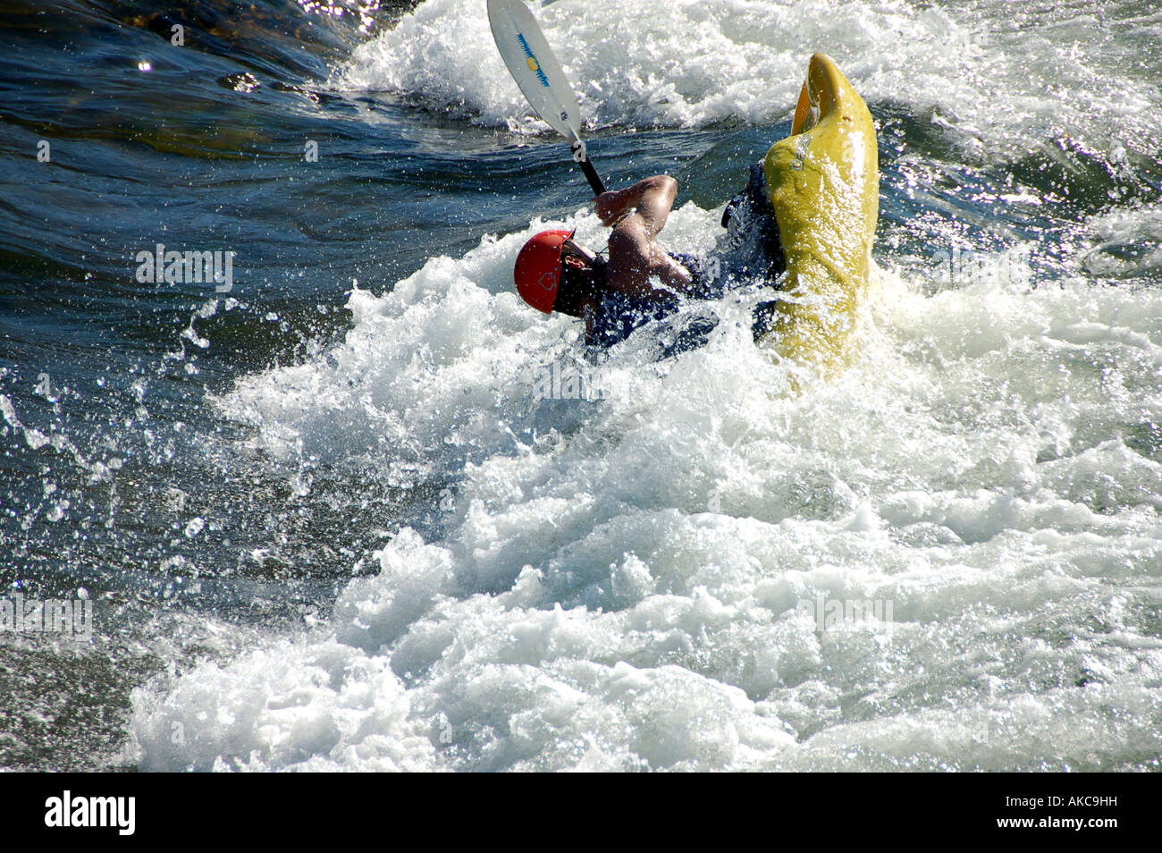 Person kayaking on a river Stock Photo - Alamy
