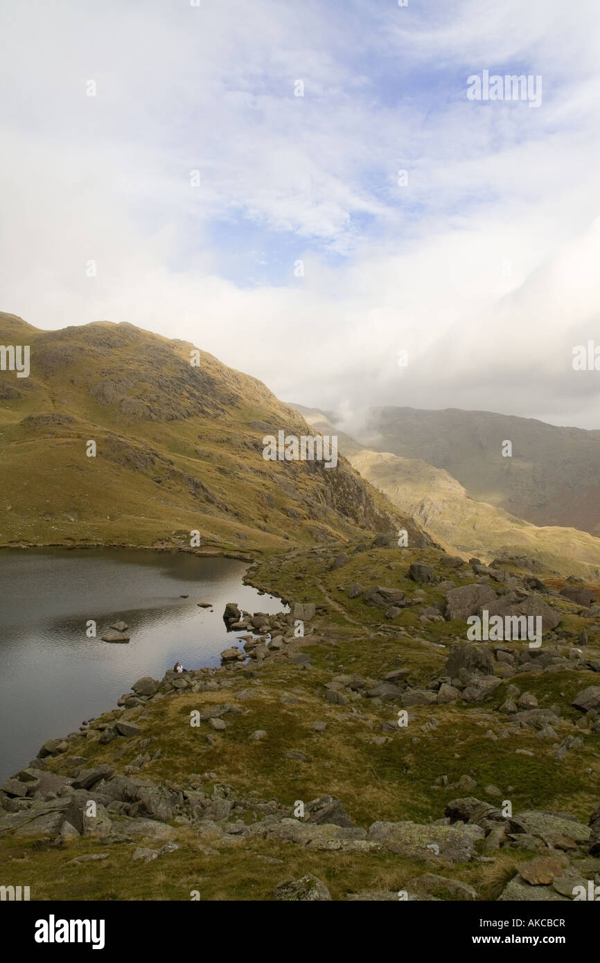 Low Water on the Old Man of Coniston in changeable weather, looking ...