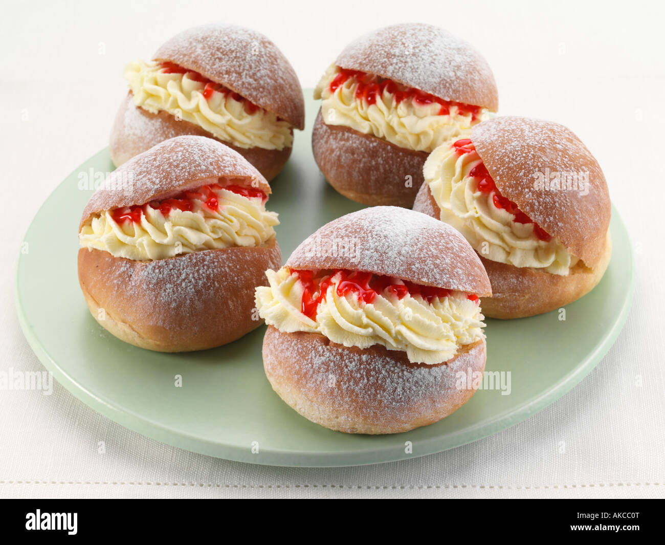 Devon split buns traditional teatime editorial food Stock Photo - Alamy