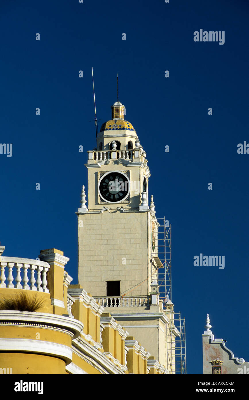 Clock tower at Palacio Municipal in Merida, Yucatan, Mexico Stock Photo ...