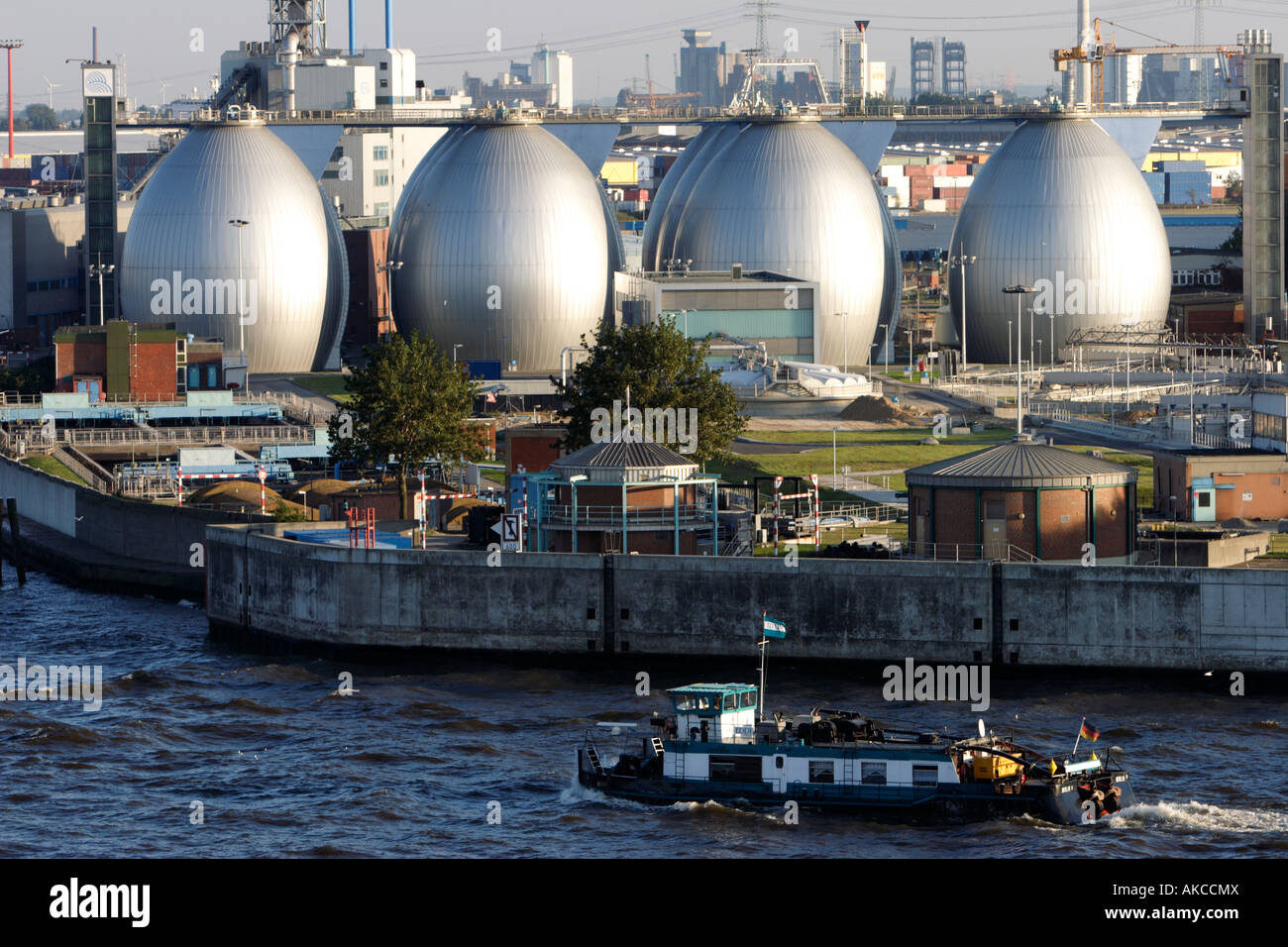 Gas Storage Tanks are seen at the Harbour of Hamburg Germany Stock ...