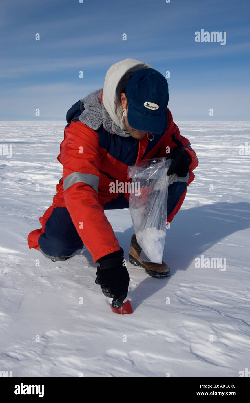 Greenland Ice cap, near qaanaaq, thule. Danish scientist collecting ...