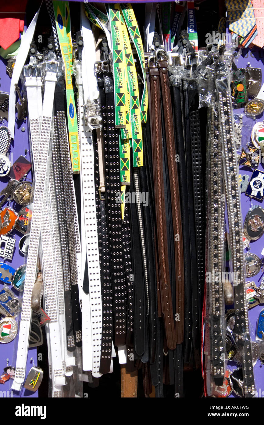 Colored Coloured belts on sale at Street Market stall in Boston Stock ...