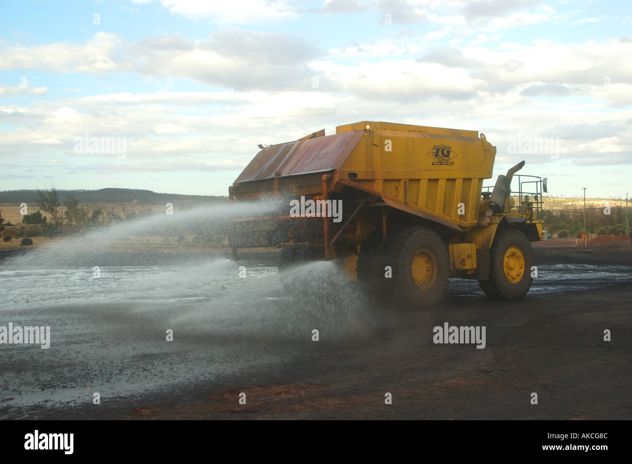 Water tanker spraying dust suppression coal mine central Queensland dsc ...