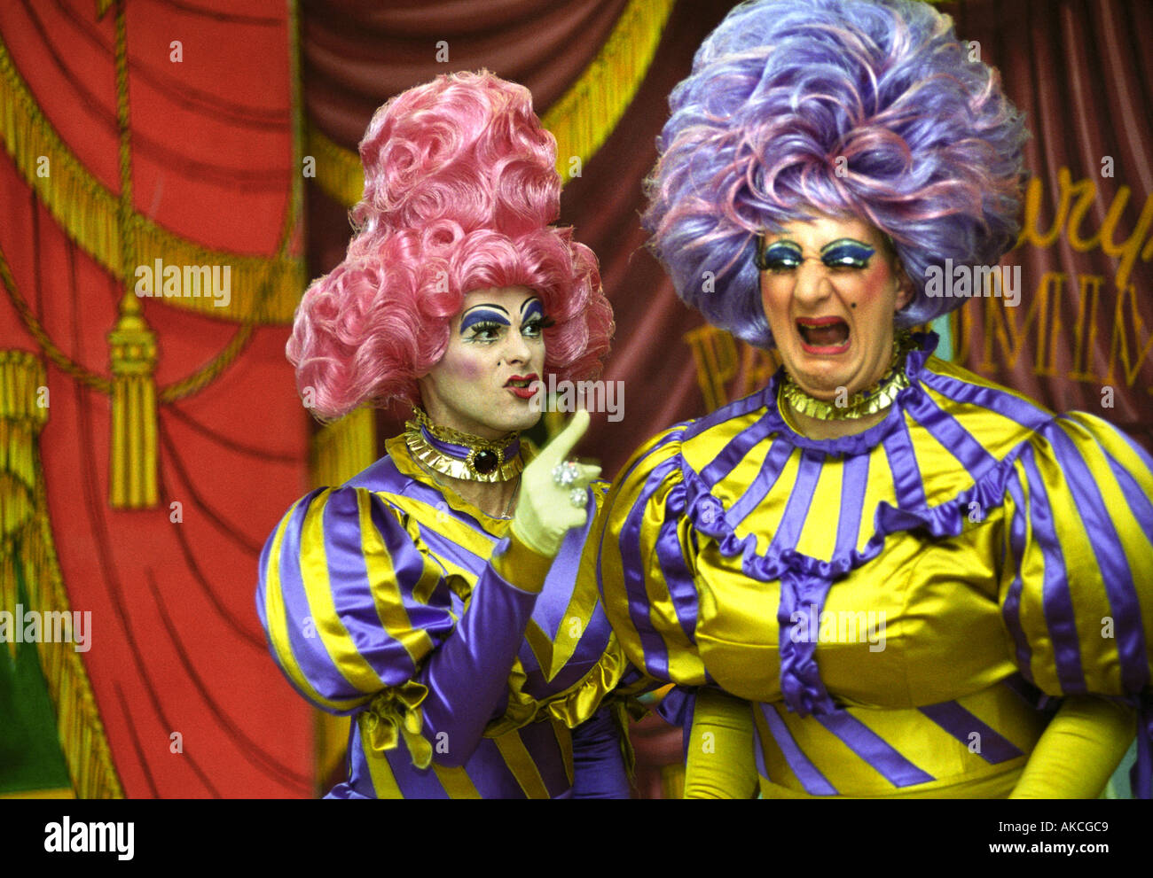 TWO PANTOMIME DAMES FROM THE CADBURYS PANTOMINE ROADSHOW AT MANOR ...