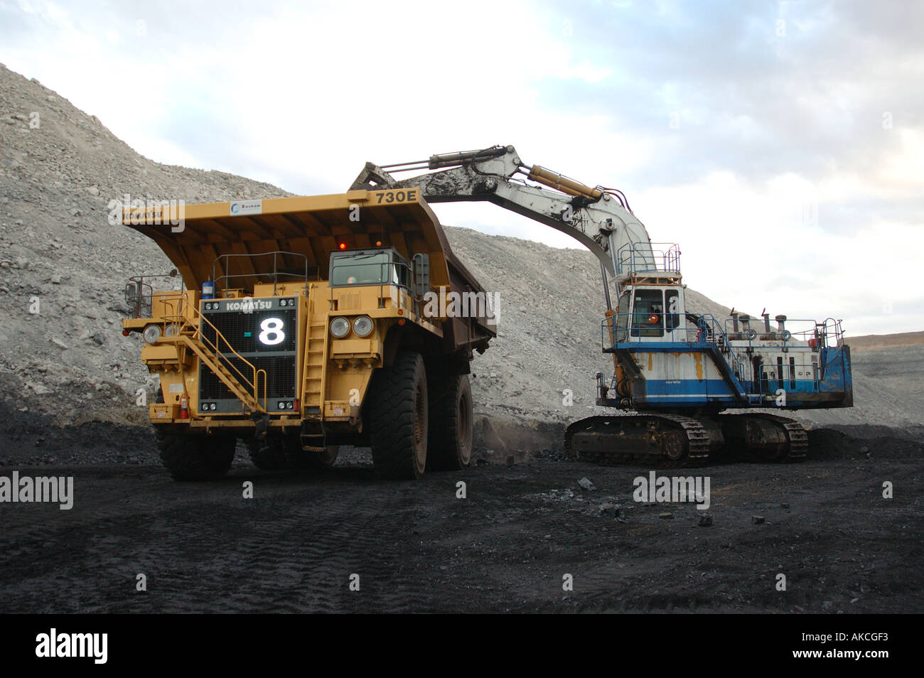 Dump truck digger loader dirt road Central Queensland open cut coal ...