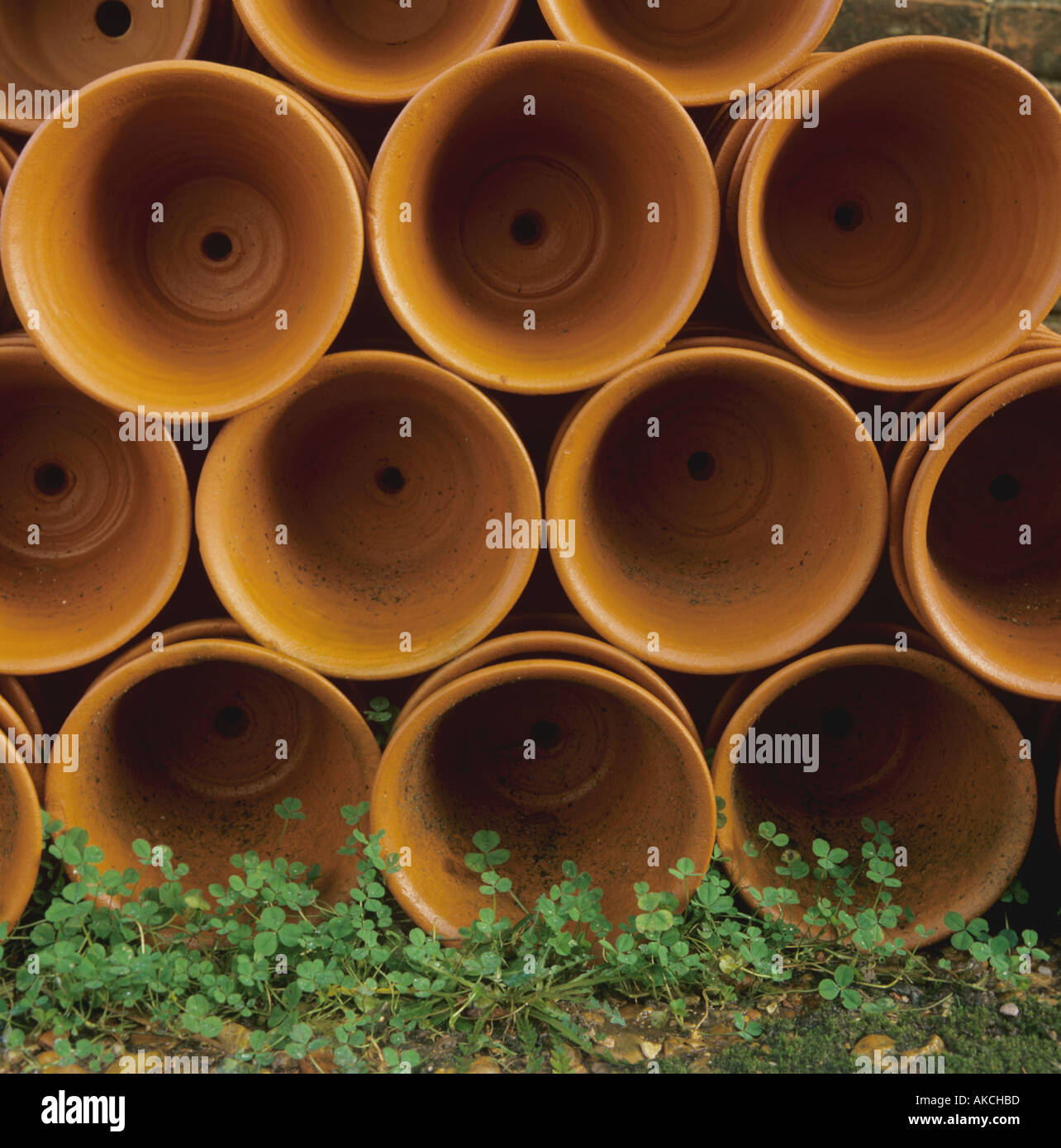 Flower pots stacked Stock Photo - Alamy
