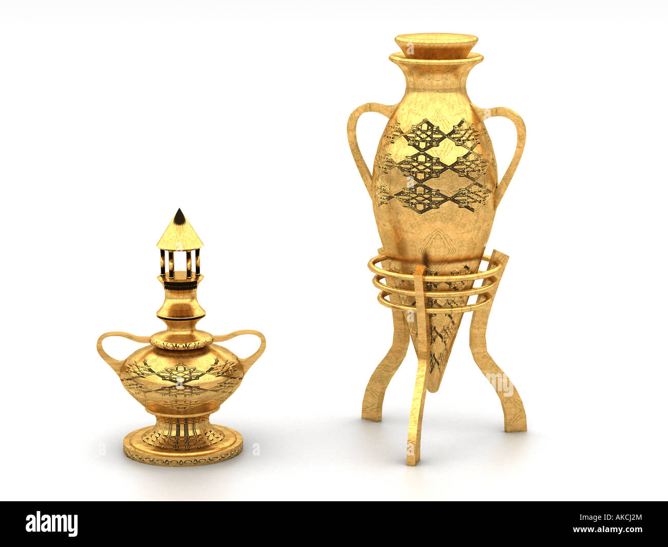 A pair of ancient golden urns Stock Photo - Alamy