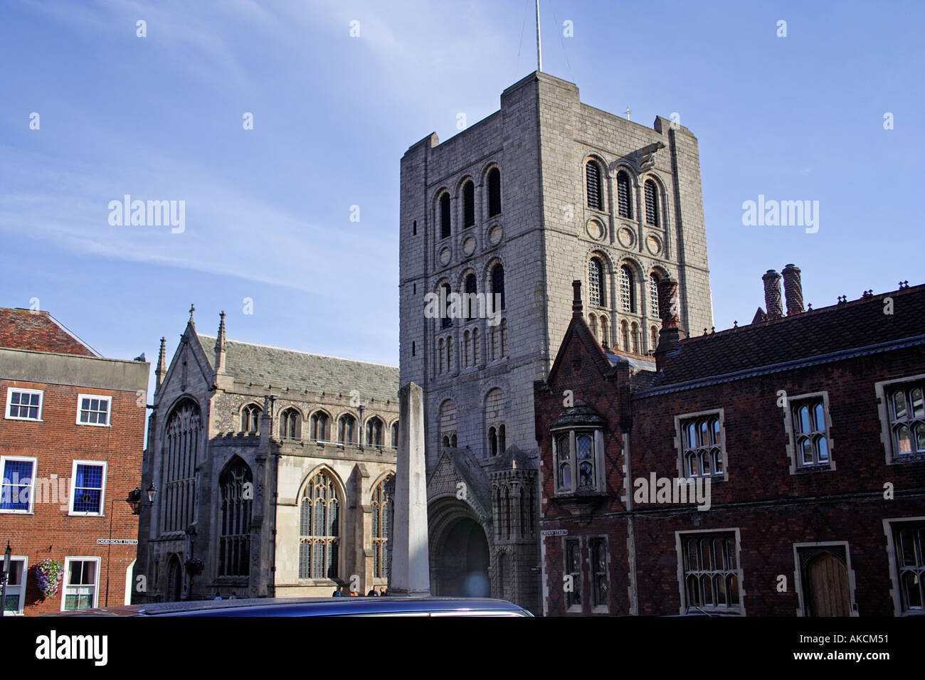 Saint James tower gateway from Chequer Square Bury Saint Edmunds UK ...