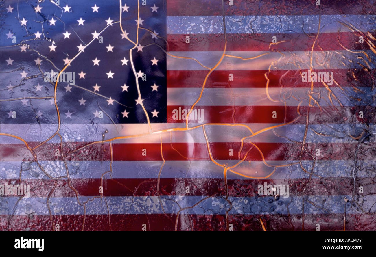Burned United States flag Stars and Stripes with visible cracks Stock ...
