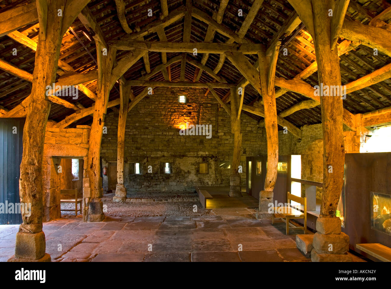 The Aisled Barn at Wycoller, built about 1630, now the visitor centre ...