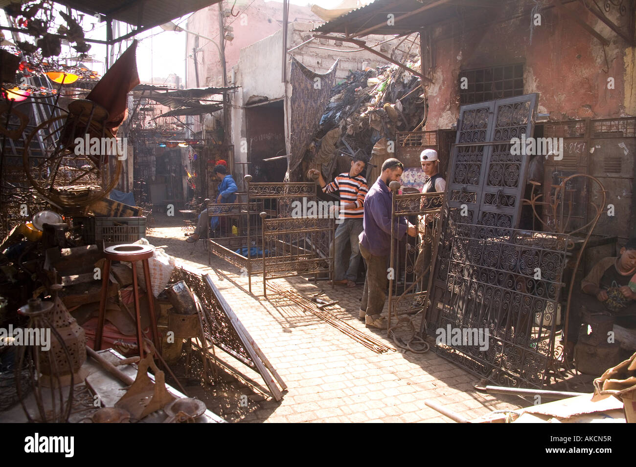 The metal working souks in Marrakesh, Morocco, North Africa Stock Photo ...