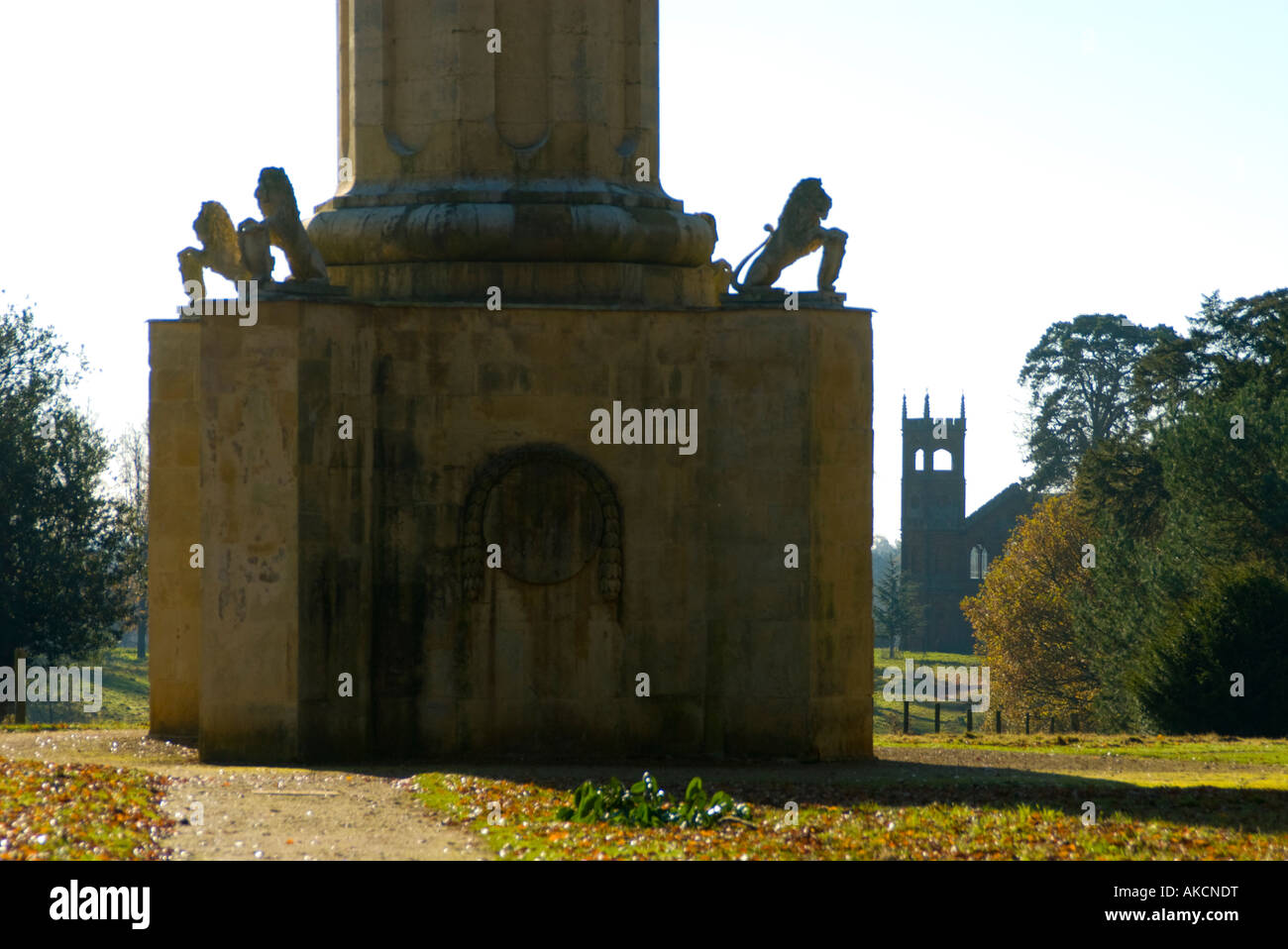 The base of the Cobham Monument, Stowe Landscape Gardens ...