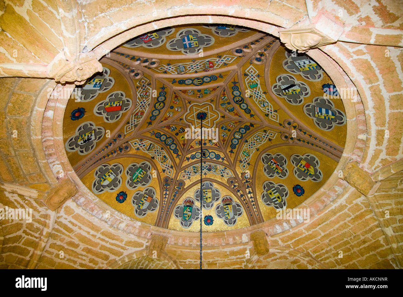 Ornate ceiling in the interior of the Gothic Temple or Temple of ...