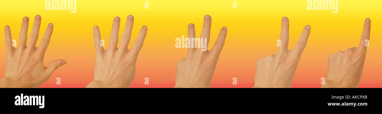 A Stock Photograph of a human hand counting down with his fingers Stock ...