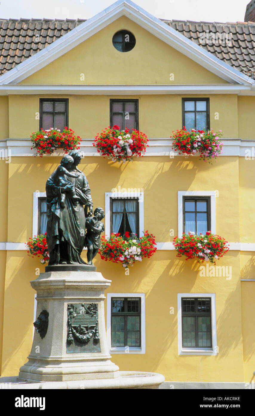 Germany Thuringia Weimar street scene statue flowers Stock Photo - Alamy
