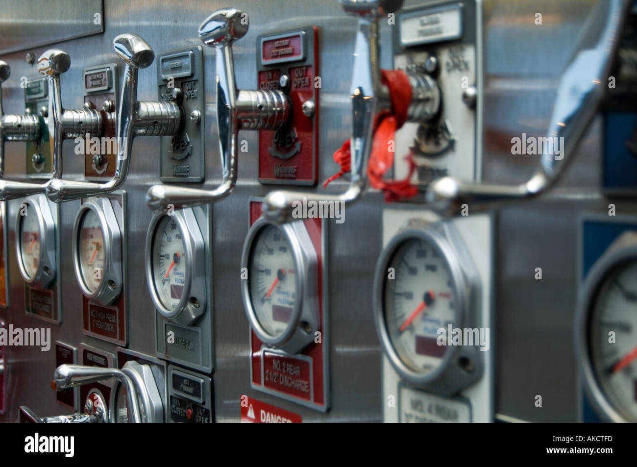 New York Fire Dpt Pump Gauges Stock Photo - Alamy