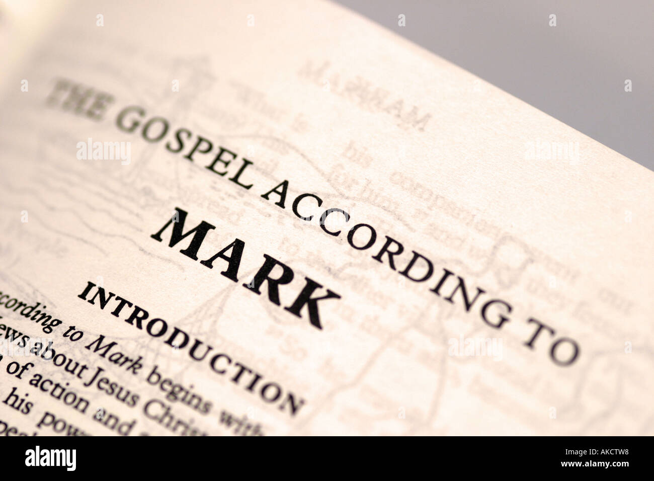 A Stock Photograph of the holy bible and the mark gospel Stock Photo ...