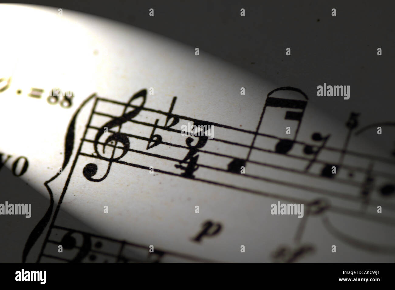 A Stock Photograph of musical notes on a piece of paper representing ...