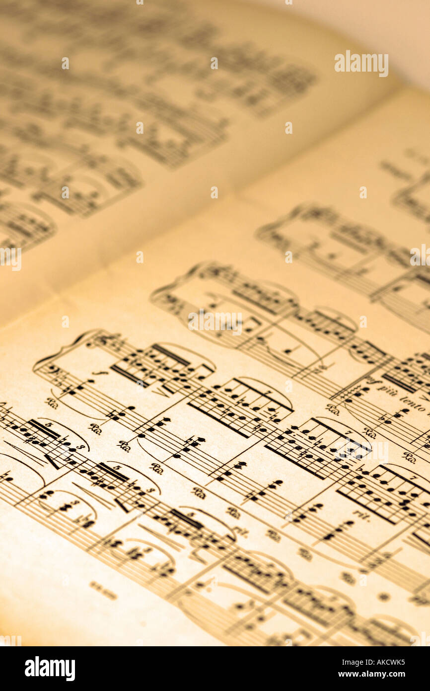 A Stock Photograph of musical notes on a piece of paper representing ...